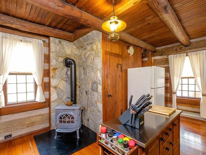 Look inside! Log house with mountain views. Five acres in Virginia ...