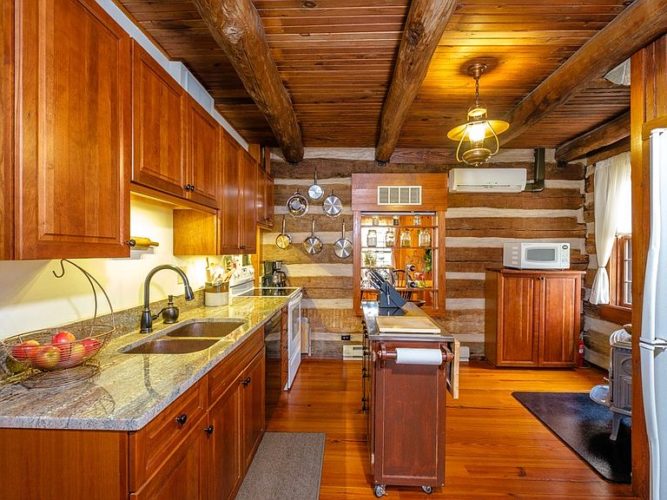 Look inside! Log house with mountain views. Five acres in Virginia ...