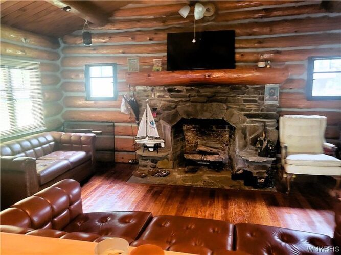 Sold for $95,000. Log cabin and Java Lake in New York. Circa 1936 ...