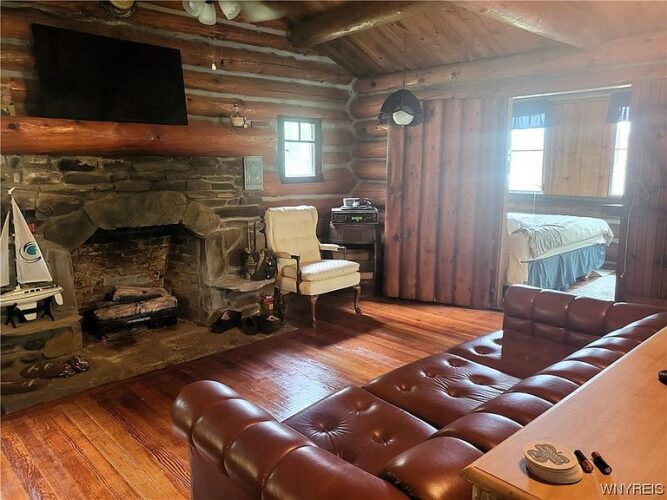 Sold for $95,000. Log cabin and Java Lake in New York. Circa 1936 ...