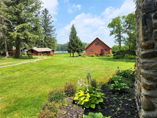 Sold for $95,000. Log cabin and Java Lake in New York. Circa 1936 ...