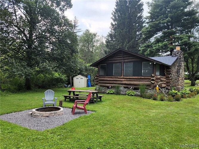 Sold for $95,000. Log cabin and Java Lake in New York. Circa 1936 ...