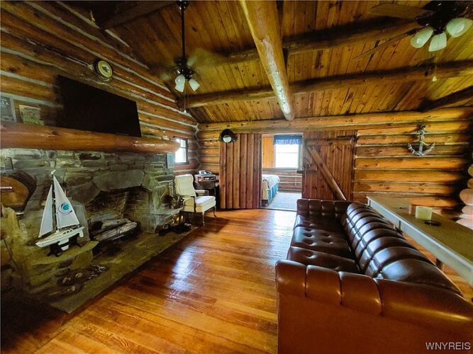Sold for $95,000. Log cabin and Java Lake in New York. Circa 1936 ...