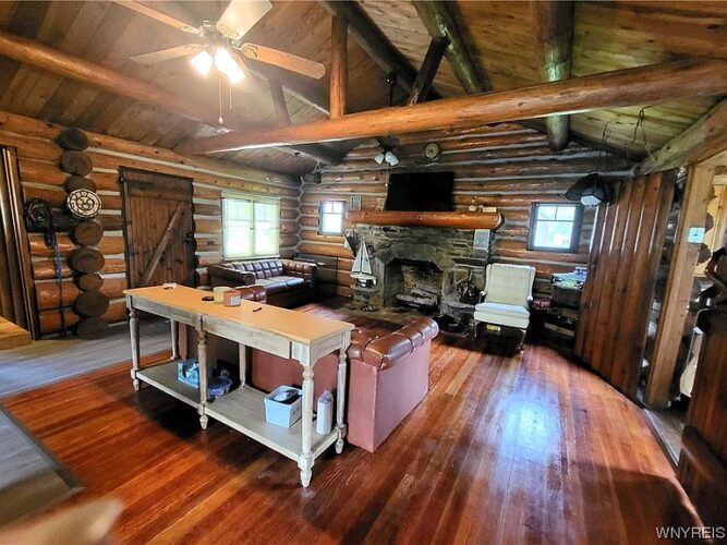 Sold for $95,000. Log cabin and Java Lake in New York. Circa 1936 ...